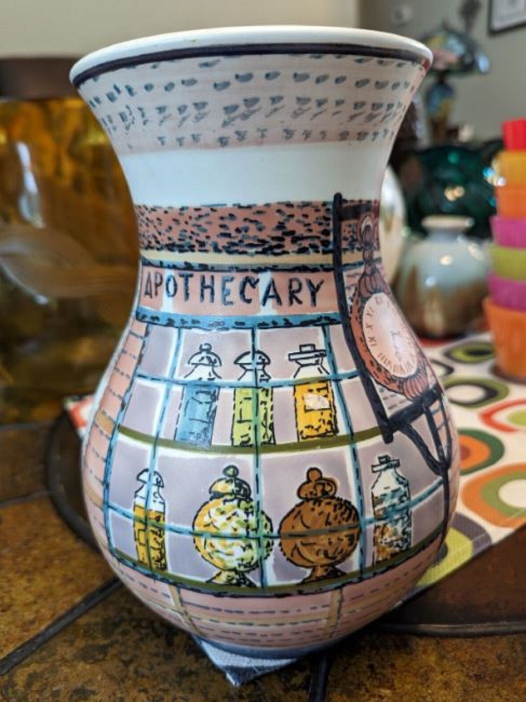 Vtg MCM Sberna Handmade Italy Art Pottery Vase Apothecary - Etsy