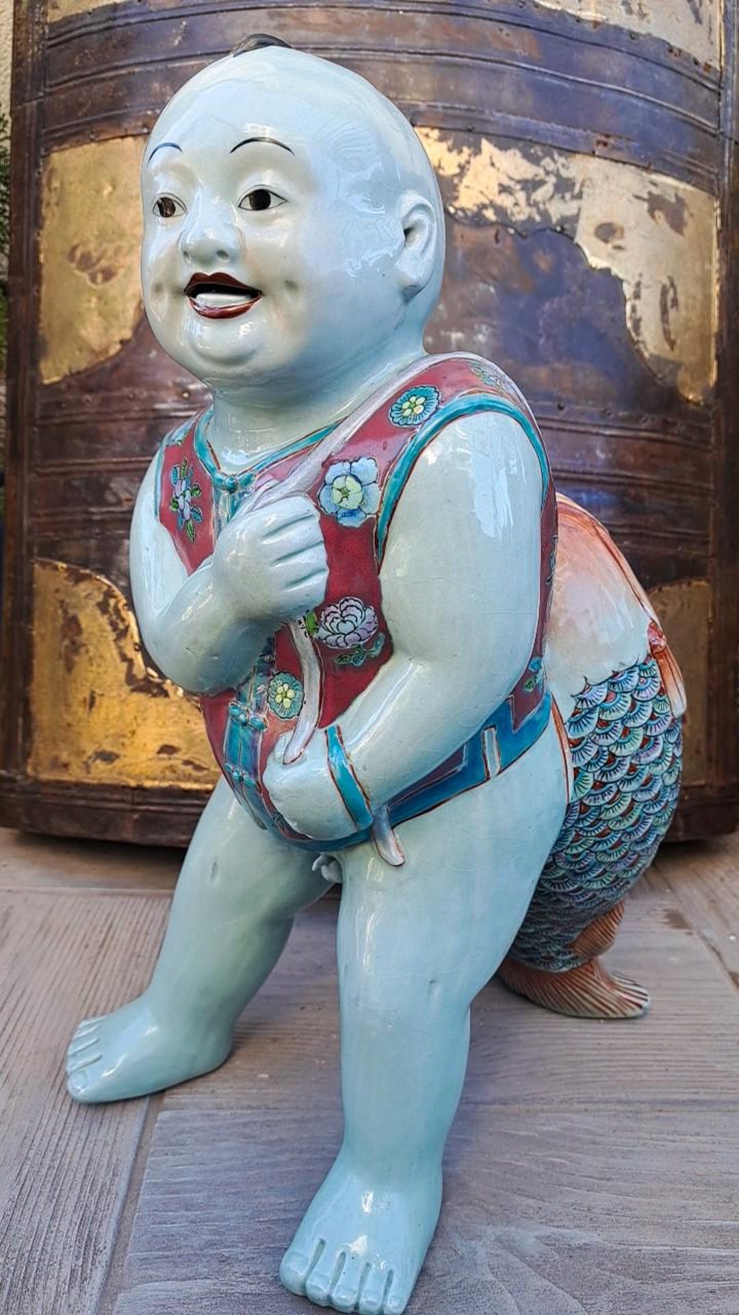 17 Inch Rare Large Vintage Chinese Famille Rose Porcelain Statue ...