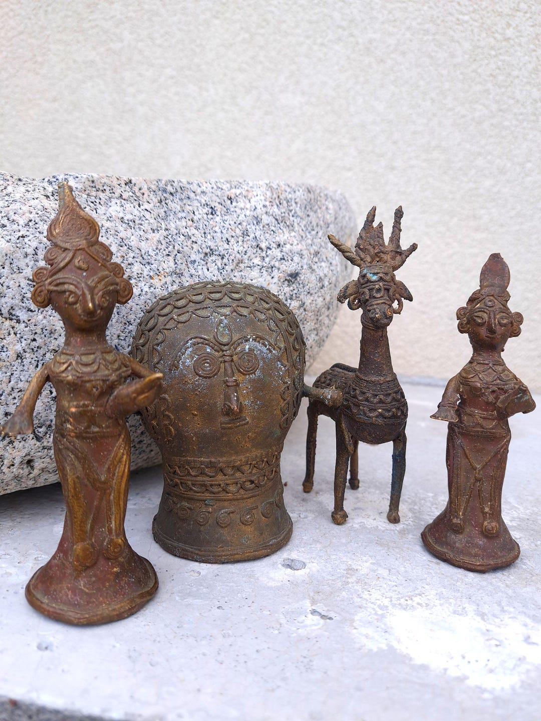 Set of 4 Pieces Indian Traditional Dhokra Art, Handcrafted Tribal Art ...