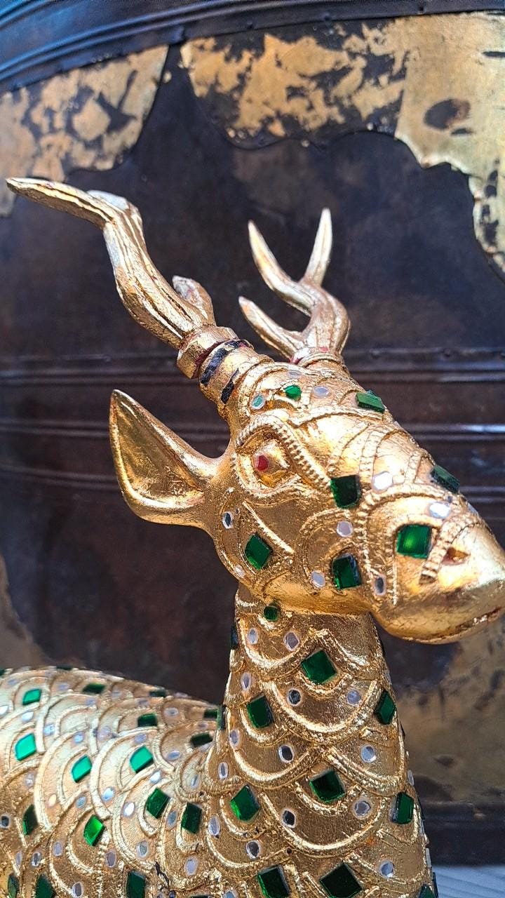 Antique Balinese Temple Deer. Kidang or Menjuangan.polychrome Sculpture ...