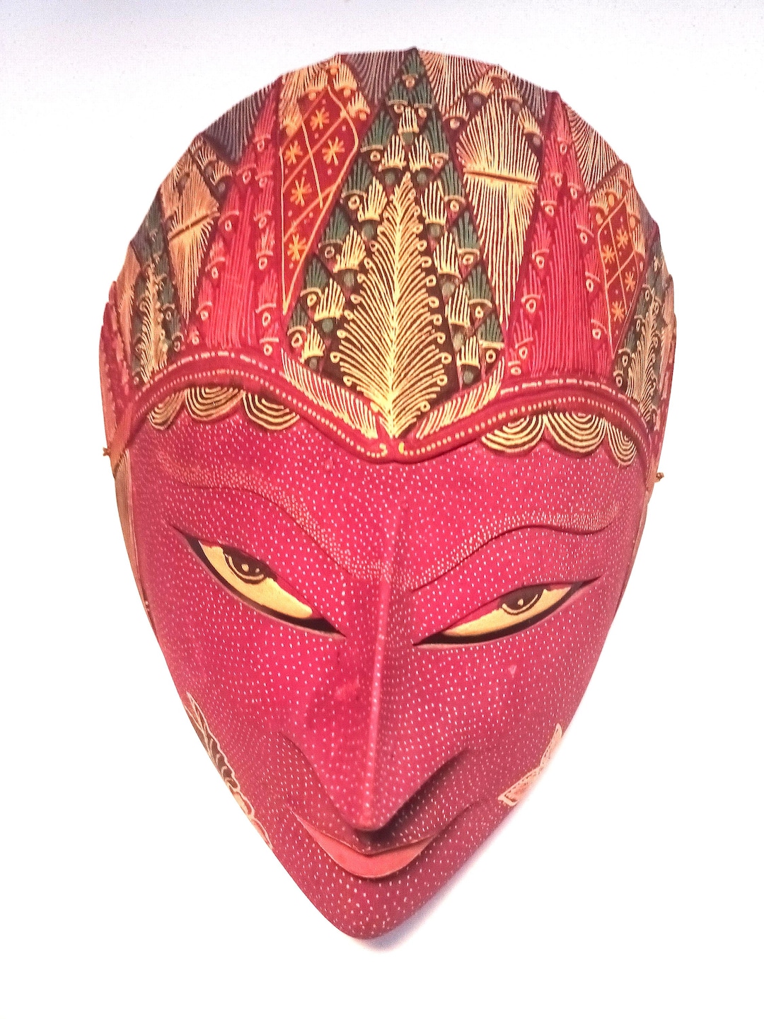 10,60 Inch Vintage Balinese Hand Painted Mask Shinta Topeng Indonesian ...