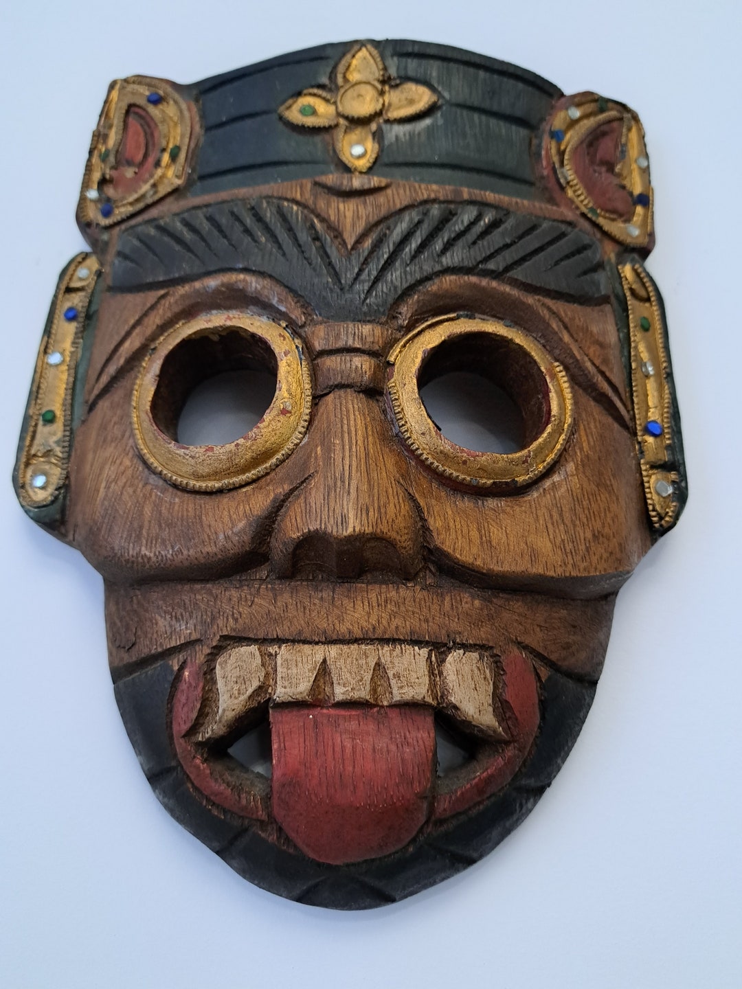 9,40 Inch Vintage Balinese Hand Painted Mask Rama Topeng Indonesian - Etsy