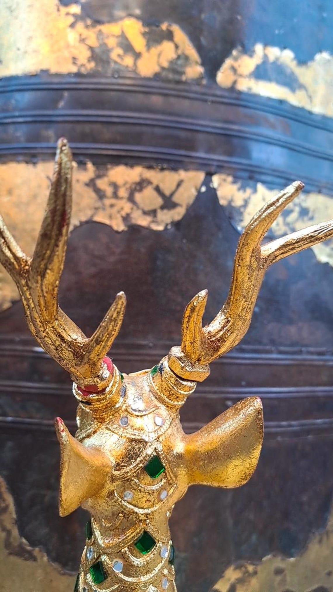 Antique Balinese Temple Deer. Kidang or Menjuangan.polychrome Sculpture ...