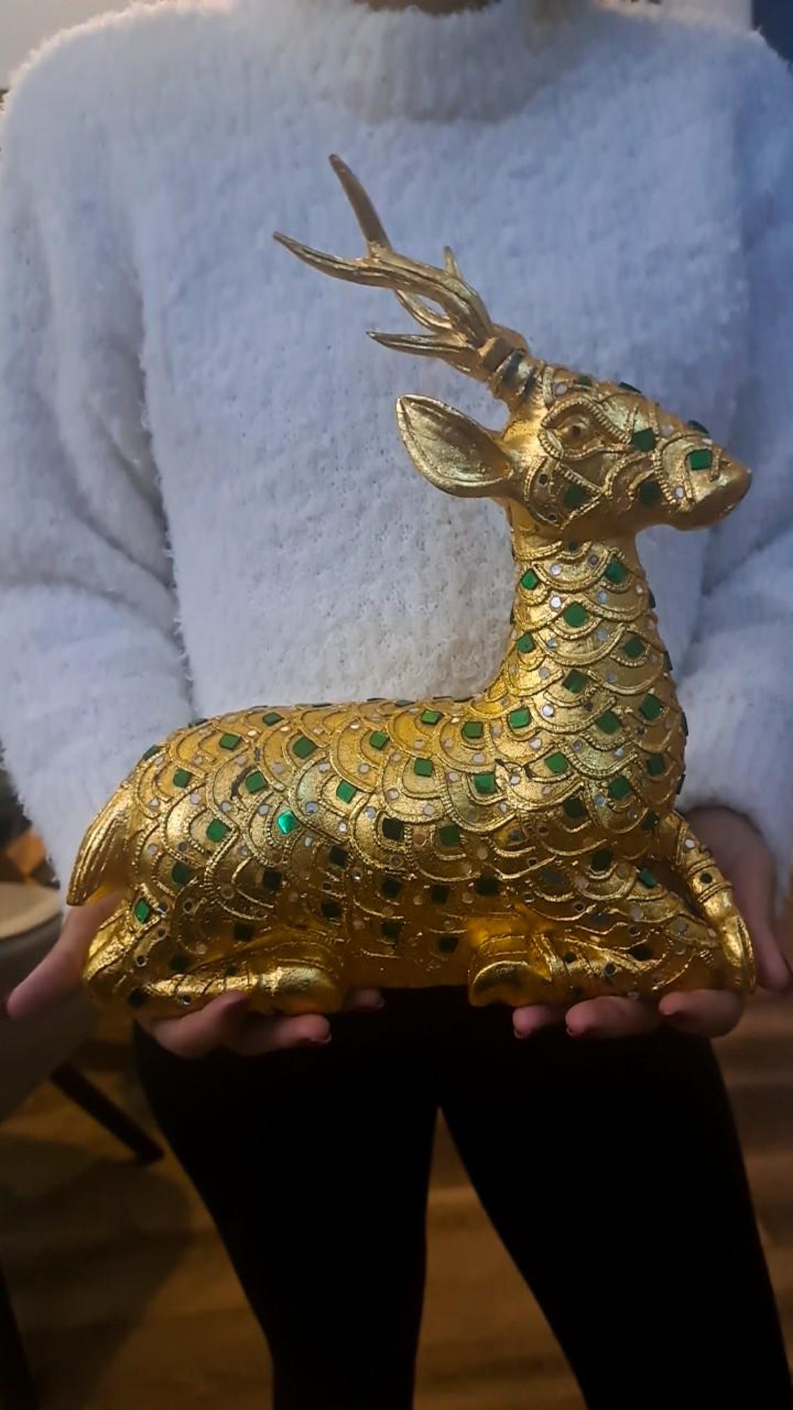 Antique Balinese Temple Deer. Kidang or Menjuangan.polychrome Sculpture ...