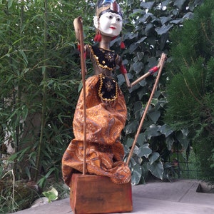 22,44 Inch Vintage Carved Wood Rod Puppet, Wayang Golek, Indonesian Rod ...