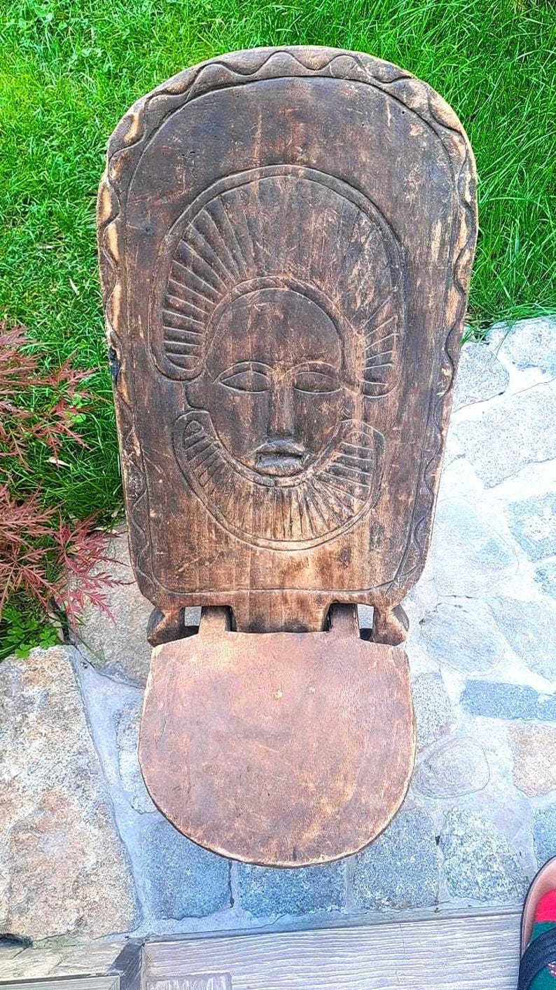 Antique Senufo Stargazer Chair: Hand-carved African Folding Wood Tribal ...