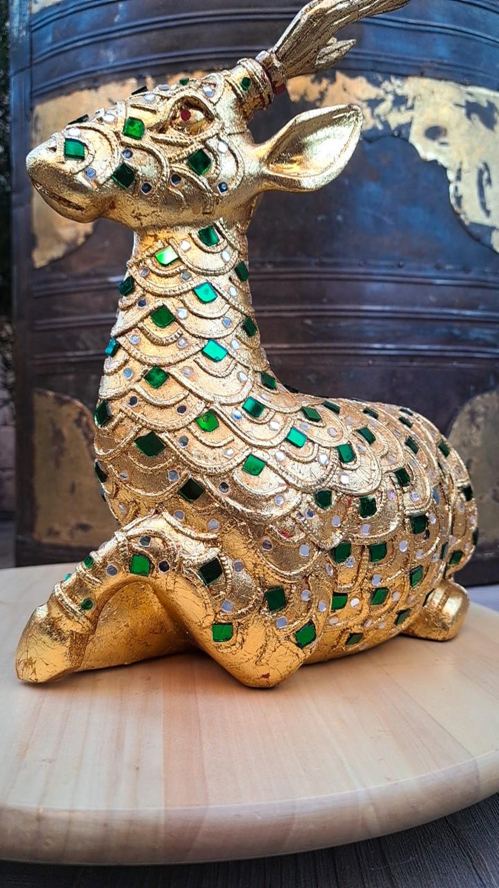 Antique Balinese Temple Deer. Kidang or Menjuangan.polychrome Sculpture ...