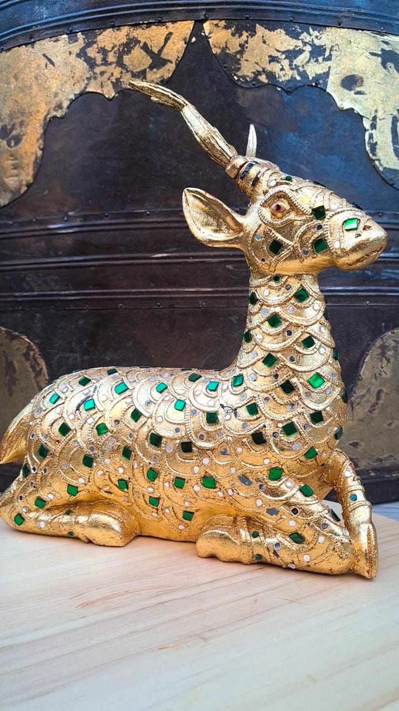 Antique Balinese Temple Deer. Kidang or Menjuangan.polychrome Sculpture ...