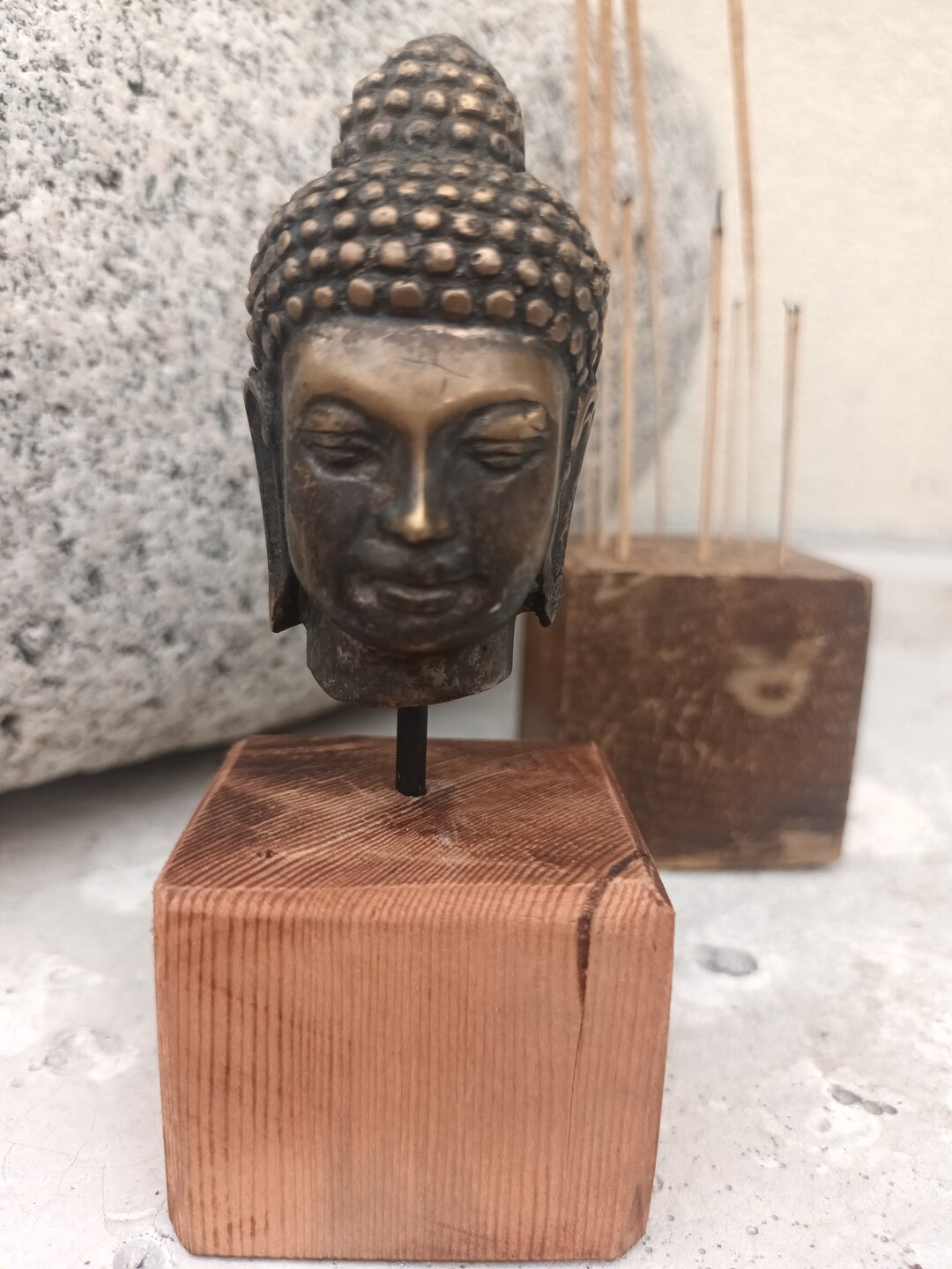 4,33 Inch Small Buddha Head, Buddha Bronze, Buddha Sculpture, Home ...