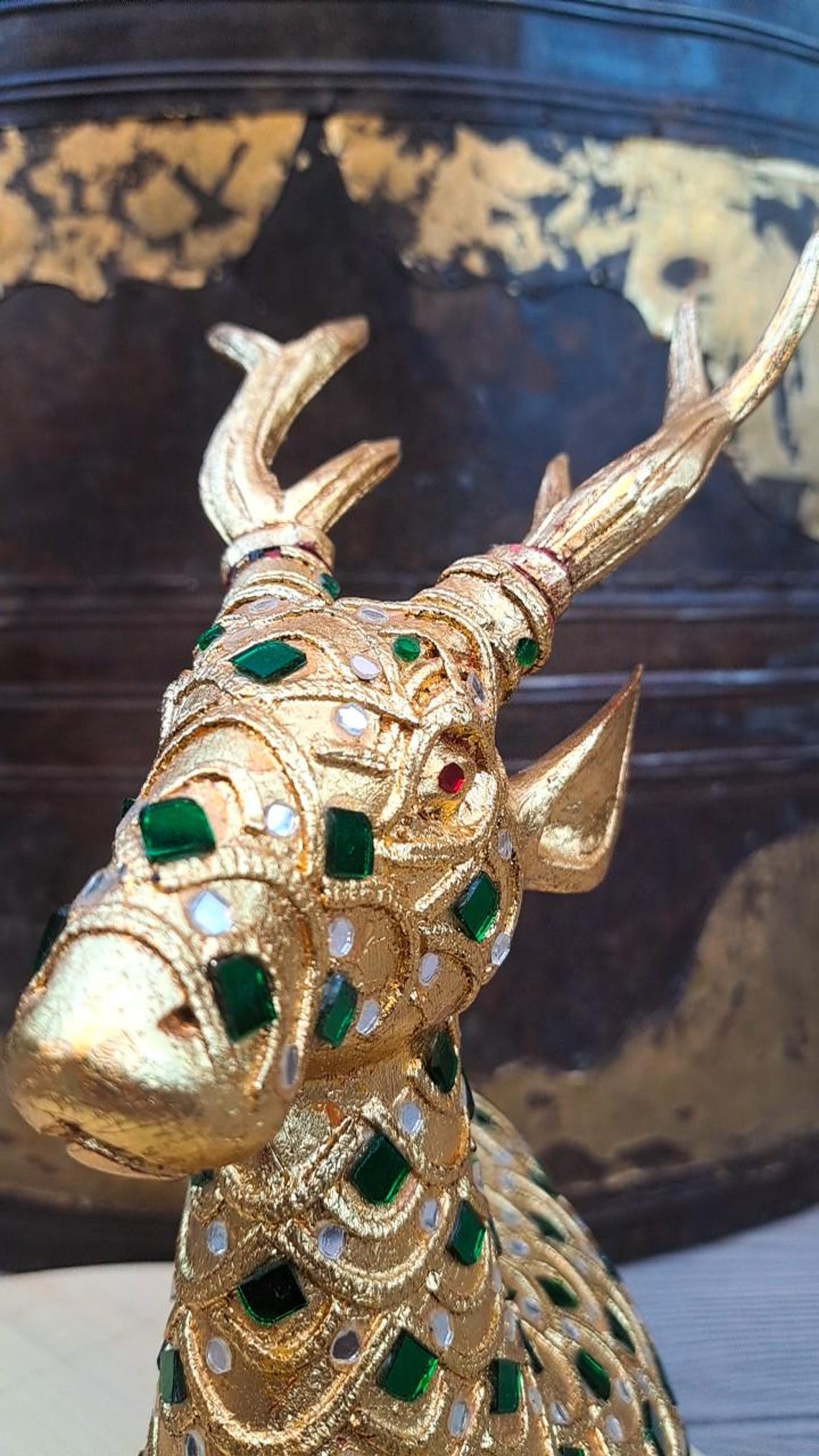 Antique Balinese Temple Deer. Kidang or Menjuangan.polychrome Sculpture ...