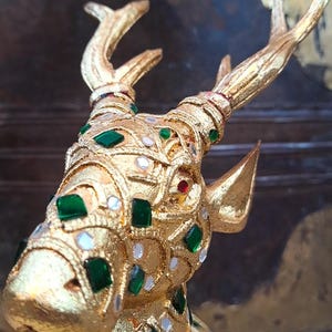 Antique Balinese Temple Deer. Kidang or Menjuangan.polychrome Sculpture ...