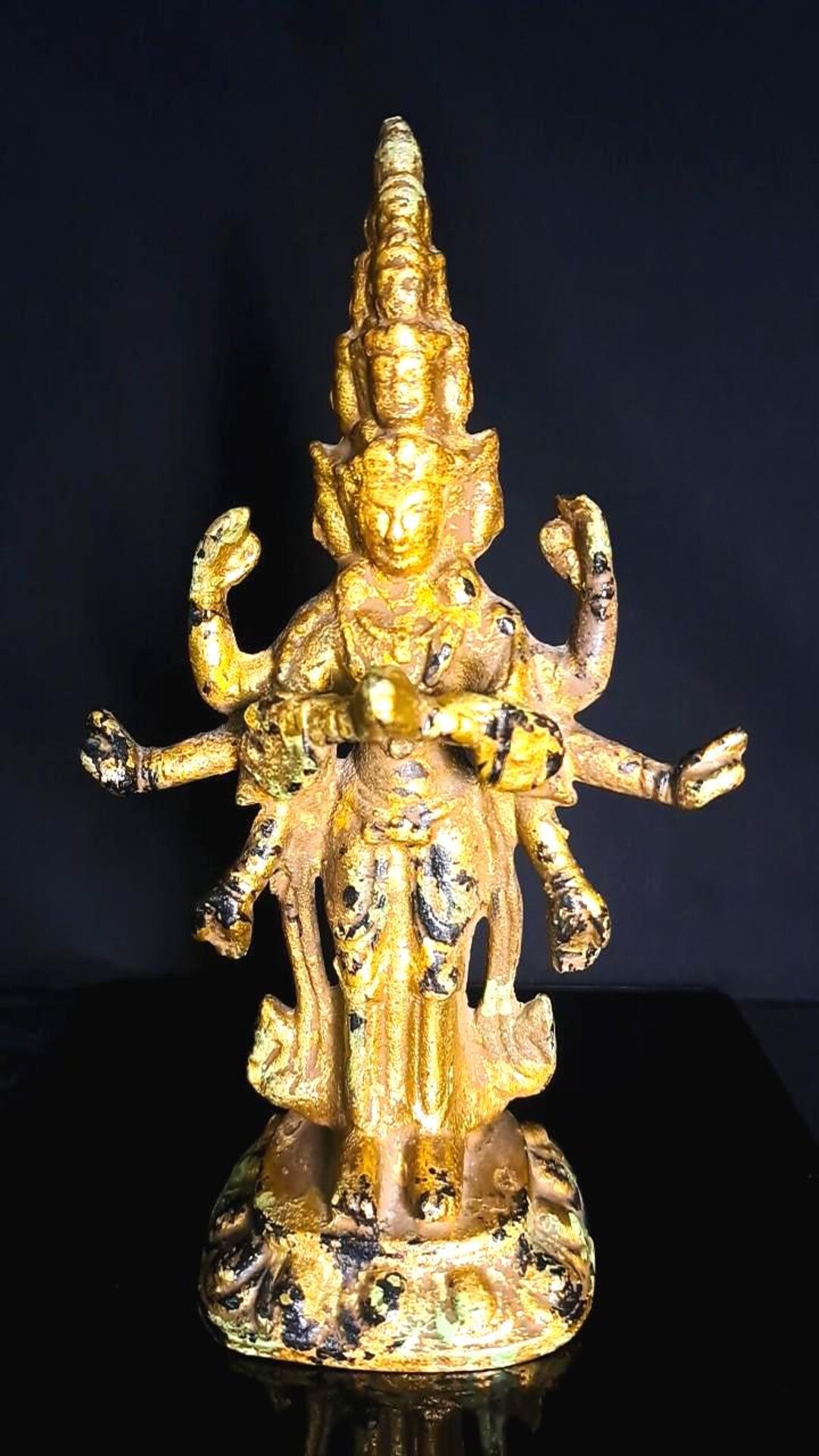 Antique Khmer Trimurti Statue: Cast Iron Hindu God Sculpture - Etsy
