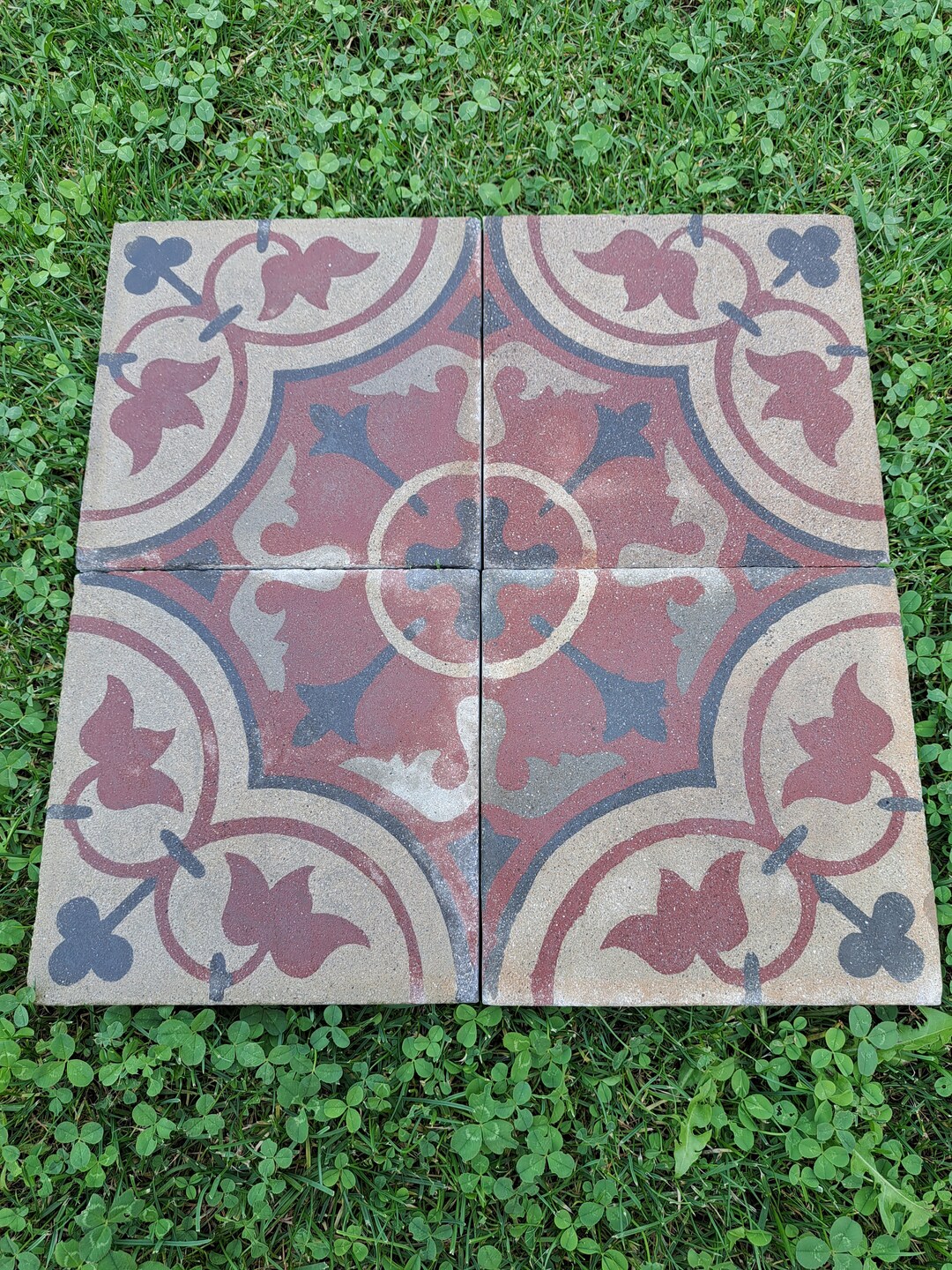 Set of 4 Antique Concrete Tiles From 1890 - Etsy