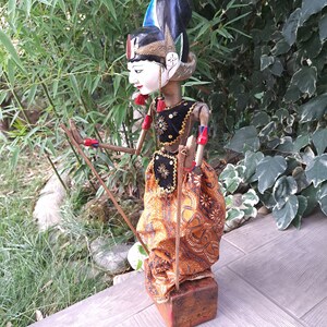 22,44 Inch Vintage Carved Wood Rod Puppet, Wayang Golek, Indonesian Rod ...