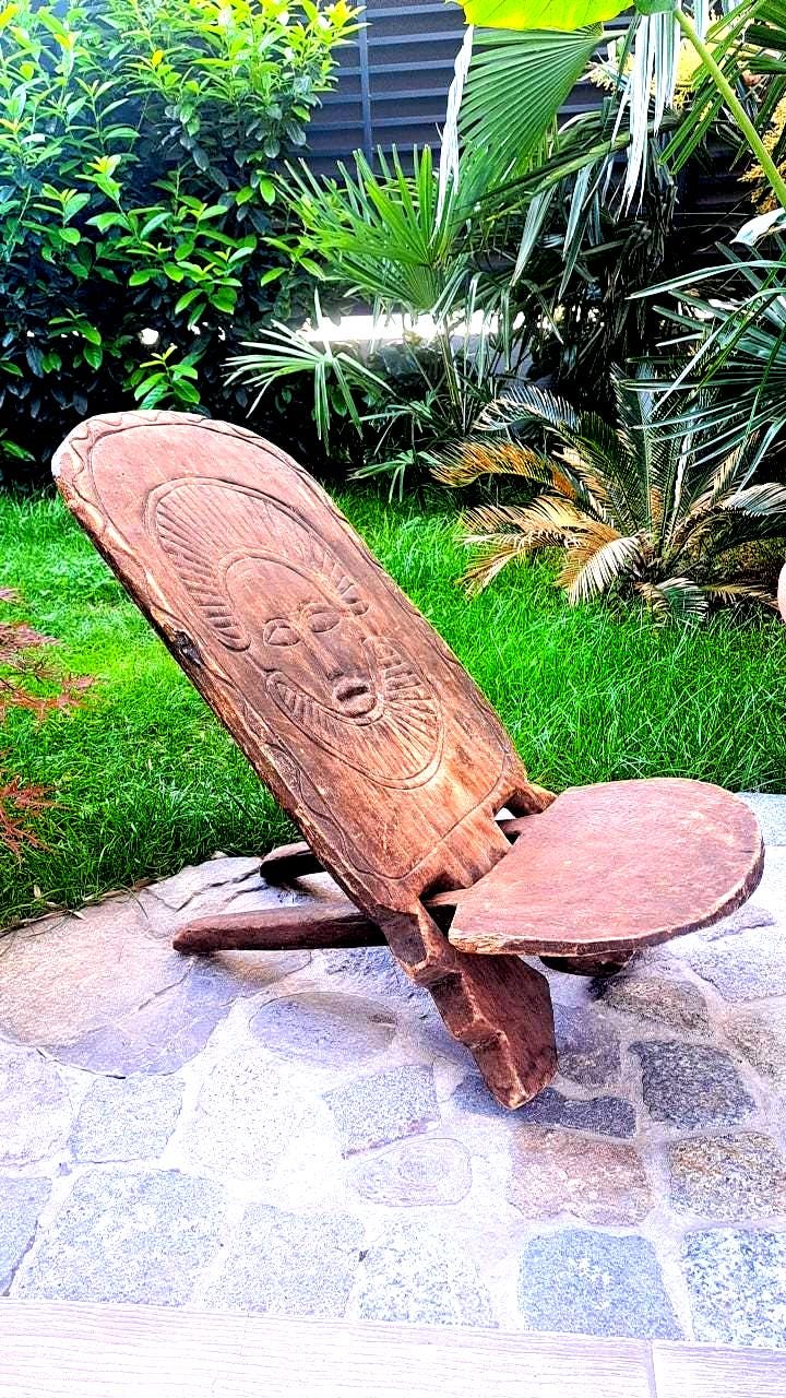 Antique Senufo Stargazer Chair: Hand-carved African Folding Wood Tribal ...