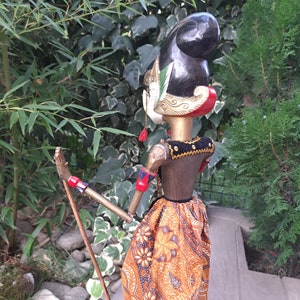 22,44 Inch Vintage Carved Wood Rod Puppet, Wayang Golek, Indonesian Rod ...