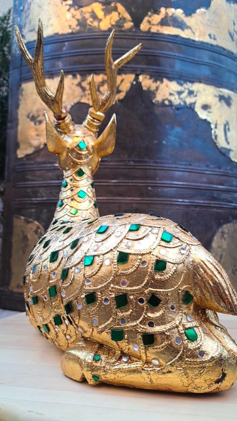 Antique Balinese Temple Deer. Kidang or Menjuangan.polychrome Sculpture ...