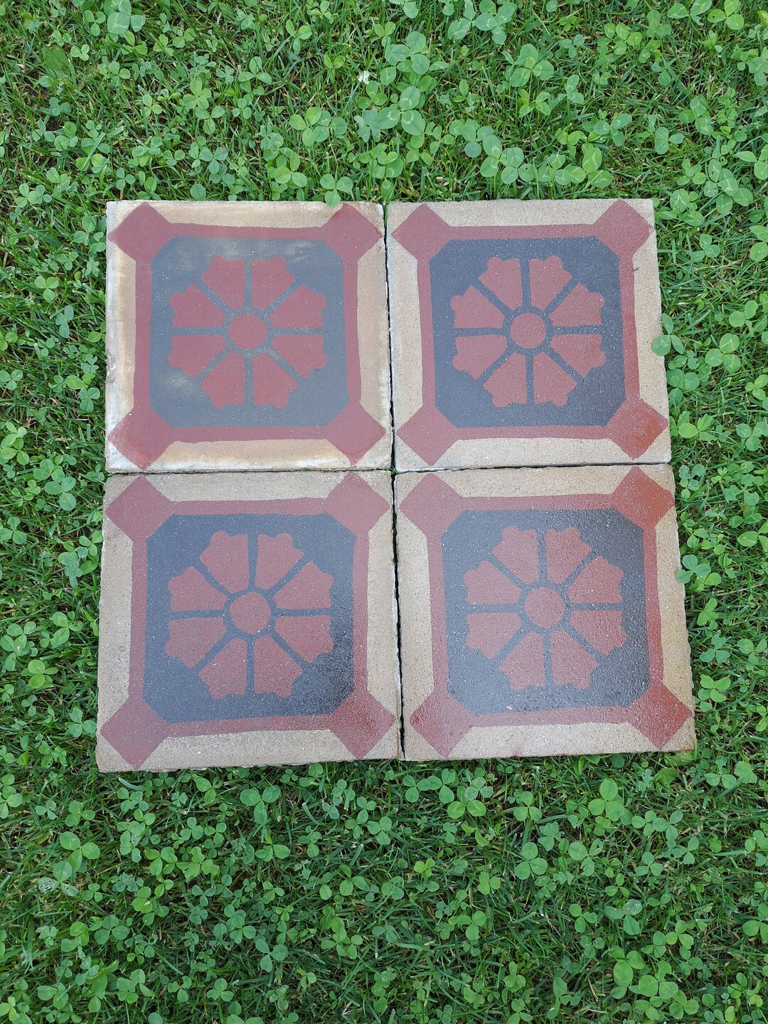 Set of 4 Antique Concrete Tiles From 1890 - Etsy