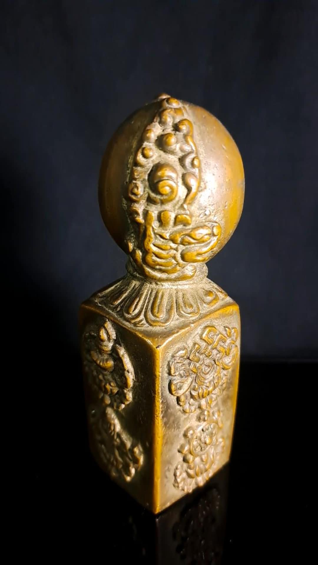 Antique 19th Century Buddhist Brass Stamp Seal: Tibetan Engraved ...