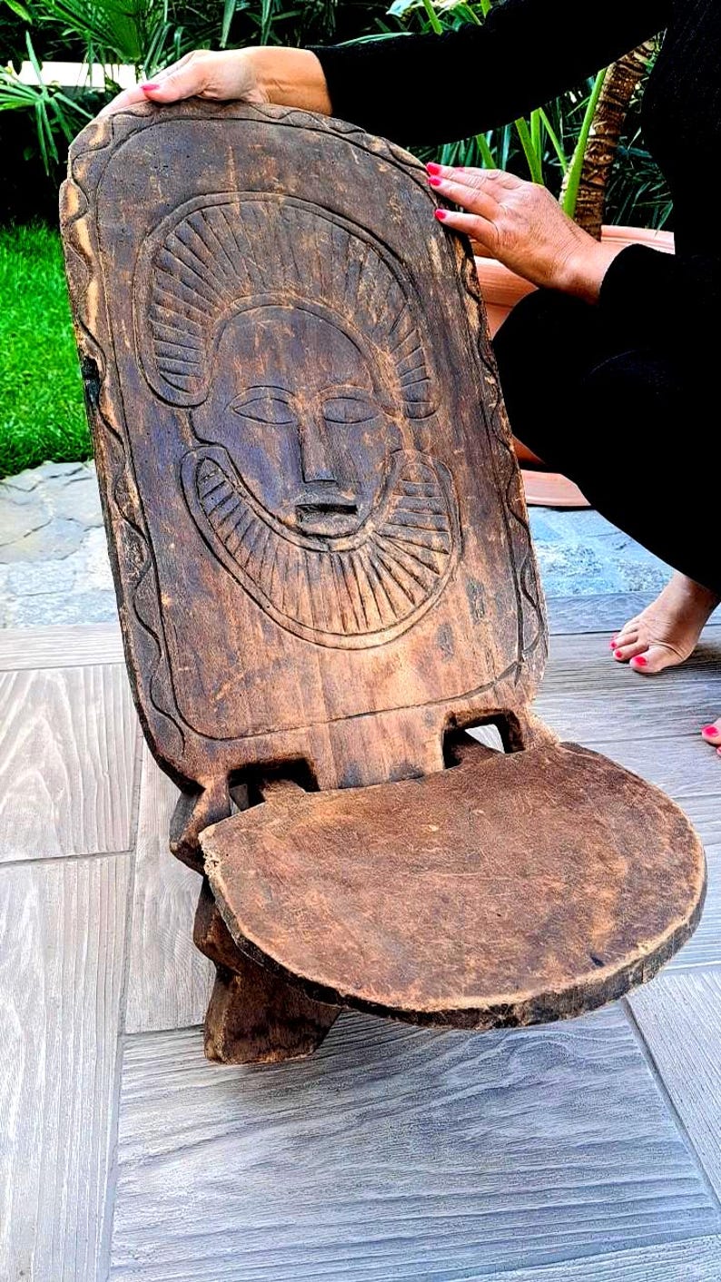 Antique Senufo Stargazer Chair: Hand-carved African Folding Wood Tribal ...