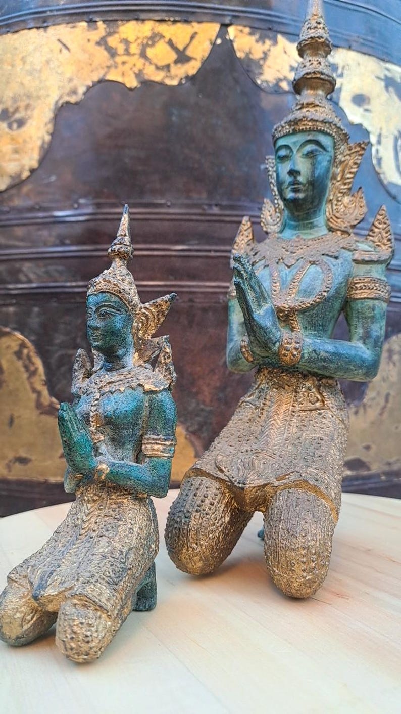 Antique Bronze Thepanom Statues: Thai Temple Guardians, Set of 2 - Etsy