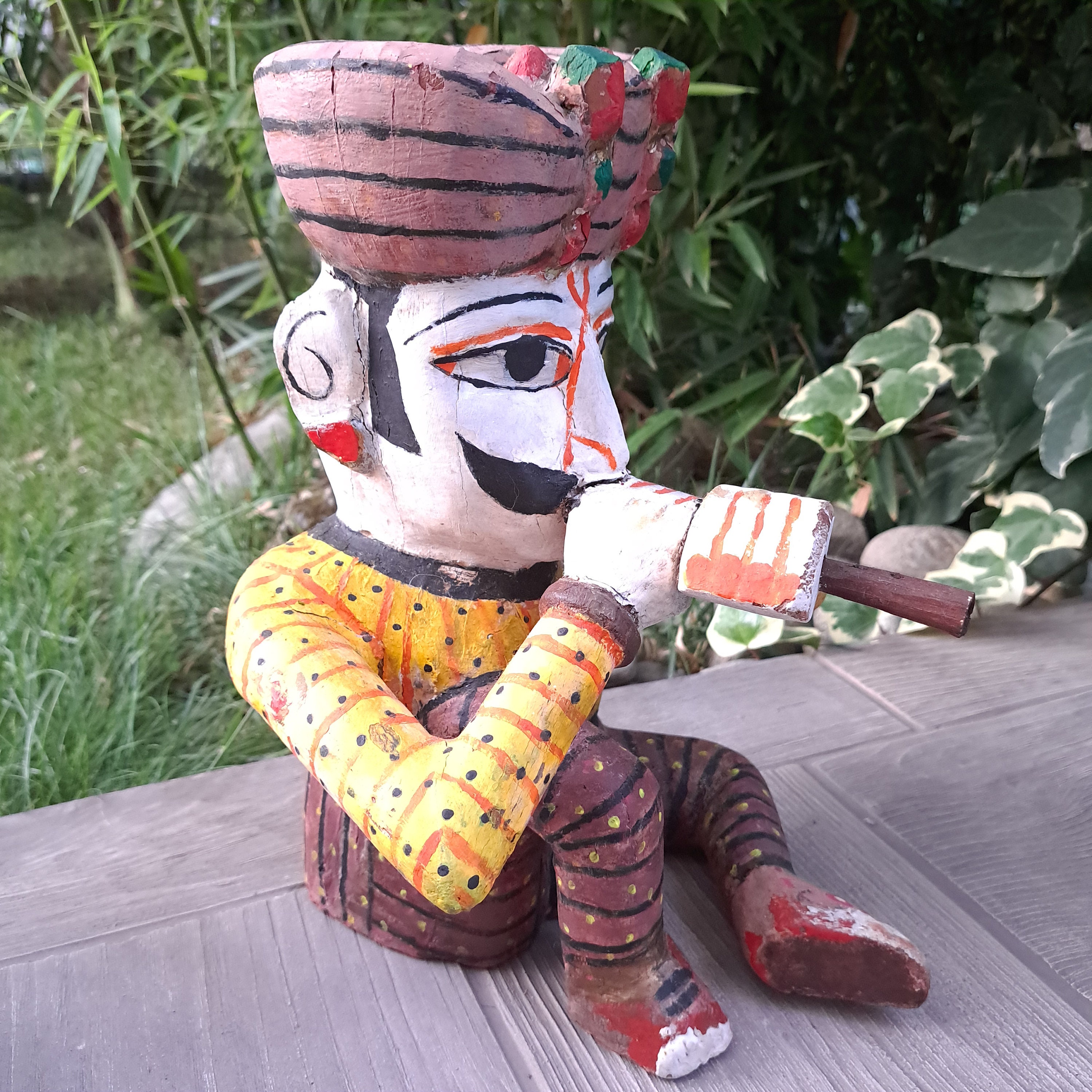 11,81 Inch Indian Wooden Statue Rajasthani Man Figurines Vintage Indian ...