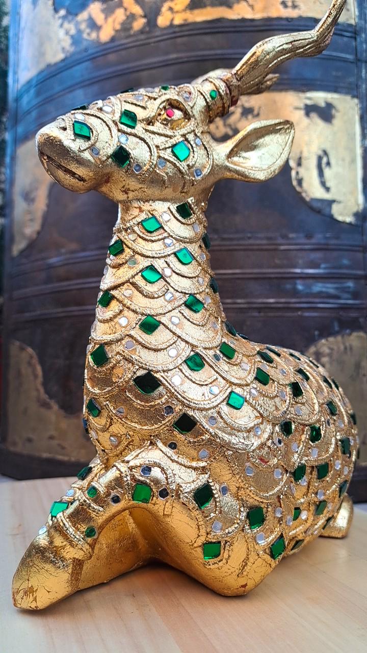 Antique Balinese Temple Deer. Kidang or Menjuangan.polychrome Sculpture ...