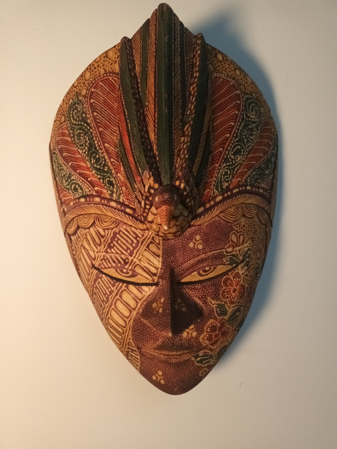 11,40 Inch Vintage Balinese Hand Painted Mask Rama Topeng Indonesian - Etsy