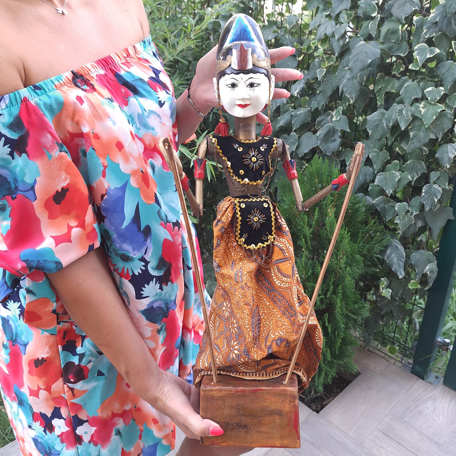 22,44 Inch Vintage Carved Wood Rod Puppet, Wayang Golek, Indonesian Rod ...