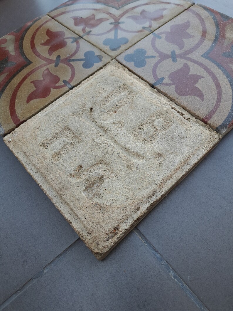 Set of 4 Antique Concrete Tiles From 1890 - Etsy