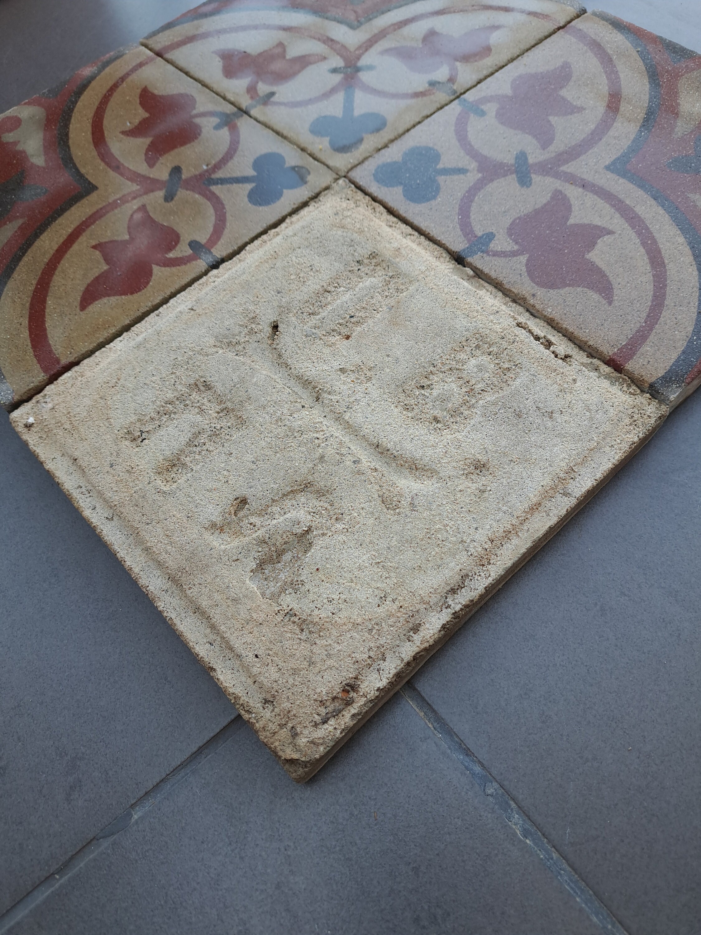 Set of 4 Antique Concrete Tiles From 1890 - Etsy