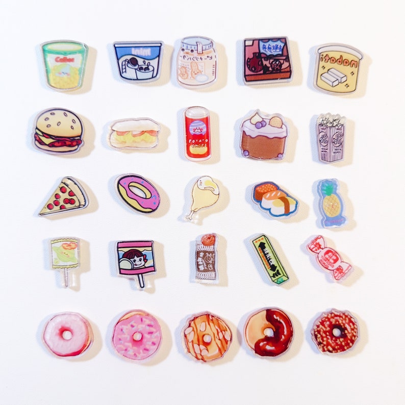 Choose Your Own Custom Set of Acrylic Foods Crocs Charms Keychain Clip ...