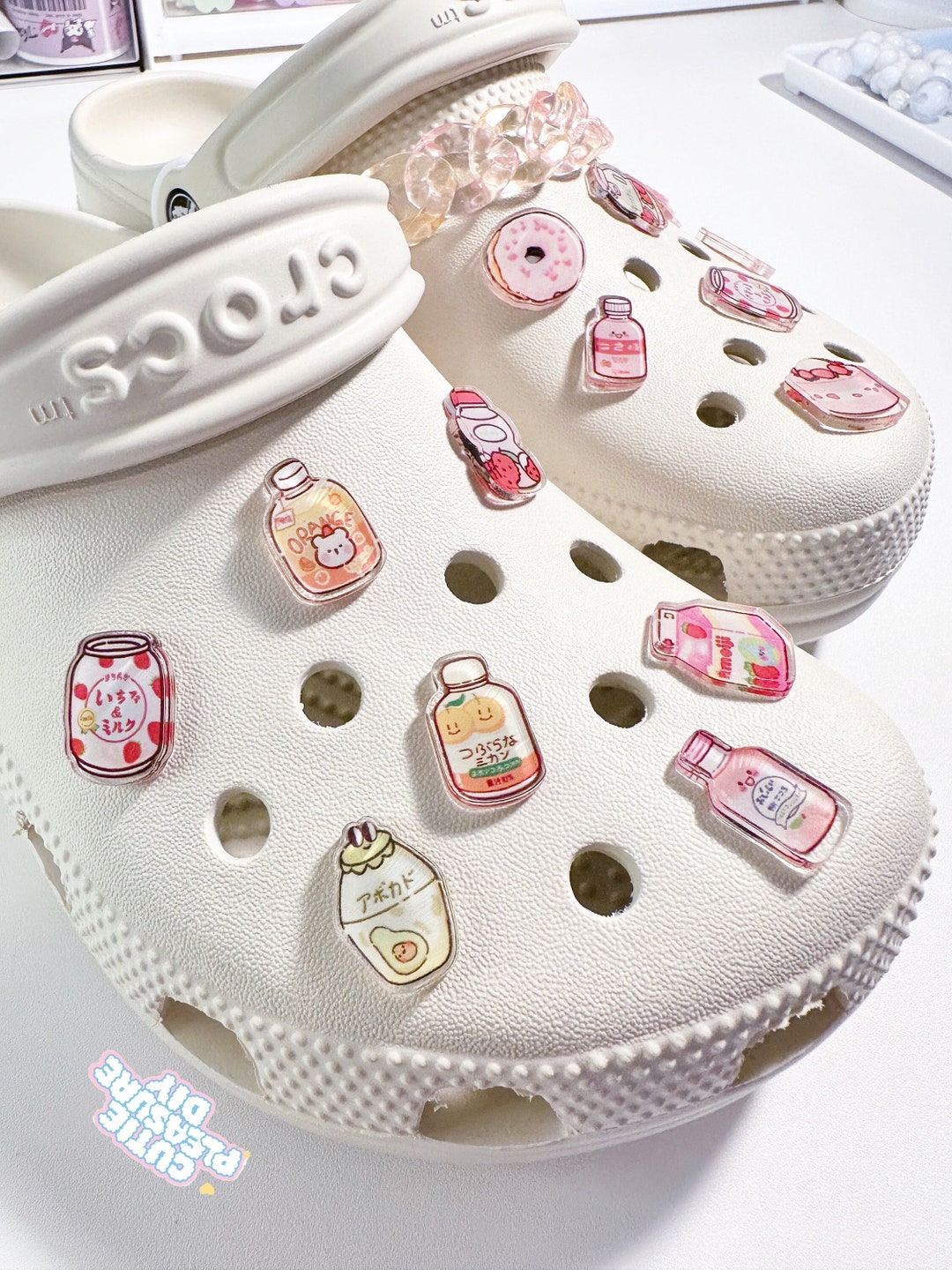 Choose Your Own Custom Set of Acrylic Foods Crocs Charms Keychain Clip ...