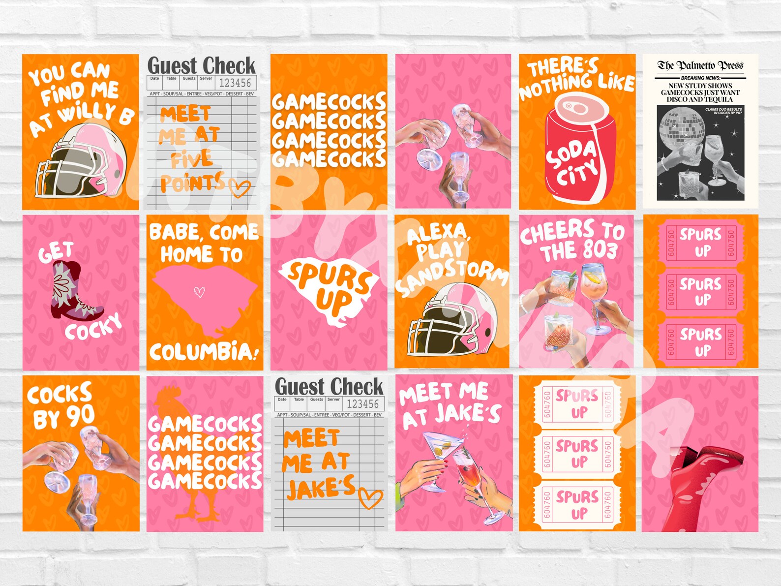 20 University of South Carolina Orange Pink Usc Wall Art Gamecock ...