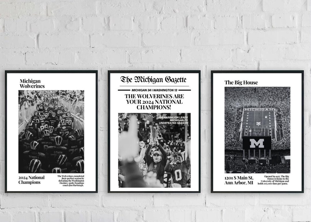 6 University of Michigan Posters Wolverines Football Prints 2024 ...