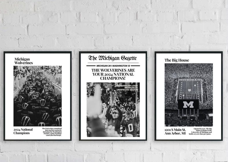 6 University of Michigan Posters Wolverines Football Prints 2024 ...