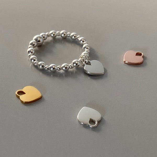 Heart Charm Ring - Etsy