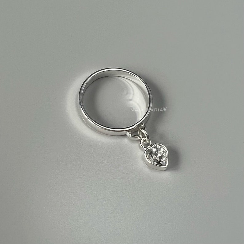 Heart Charm Ring, Birthday Gift, Handmade Gifts, Silver Band Ring ...