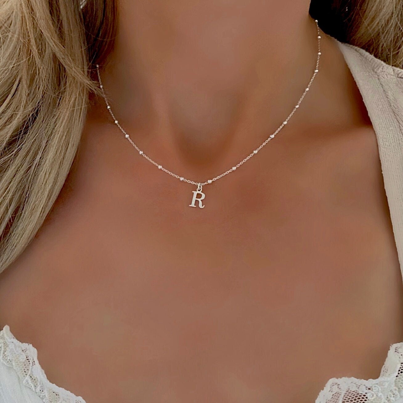 Dainty initial necklace for her monogram pendant necklace for birthday gift custom letter necklace INITIAL NECKLACE SN30 Etsy