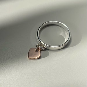 Heart Charm Ring, Birthday Gift, Handmade Gifts, Silver Band Ring ...