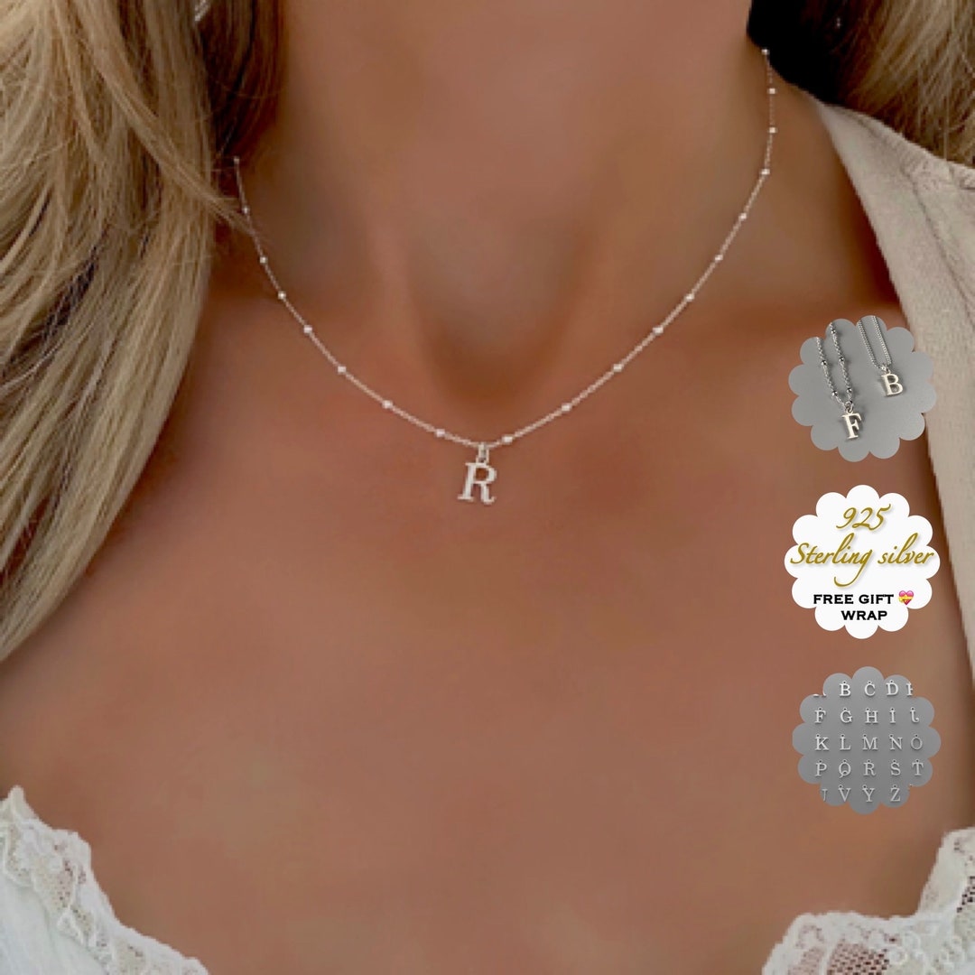 Dainty Initial Necklace for Her, Monogram Pendant Necklace for Birthday ...