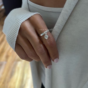 Heart Charm Ring, Birthday Gift, Handmade Gifts, Silver Band Ring ...