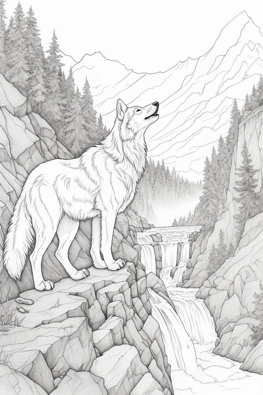Wolf Coloring Pages - Etsy