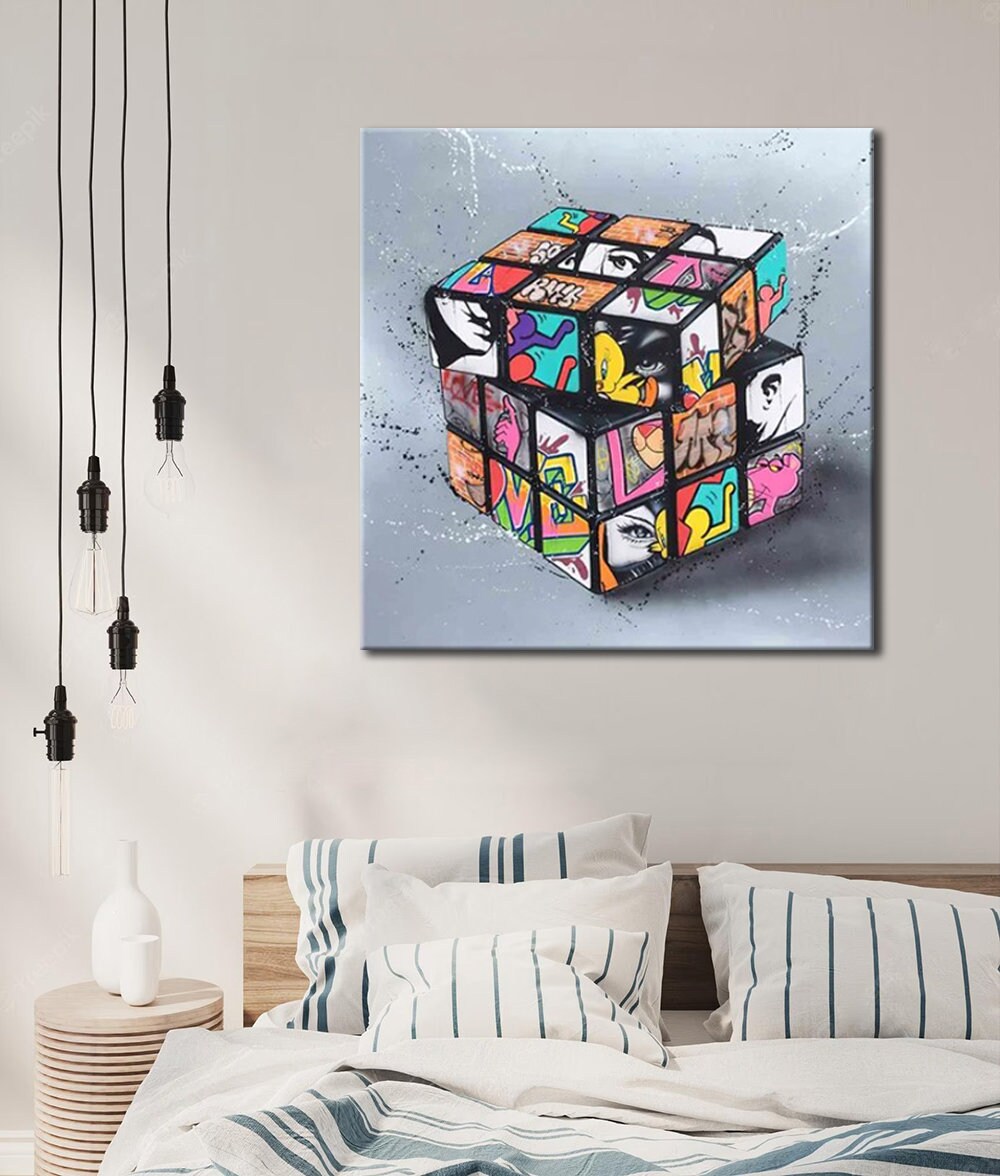 Graffiti Rubik's Cube Wall Art, Graffiti Canvas Art, Graffiti Home ...