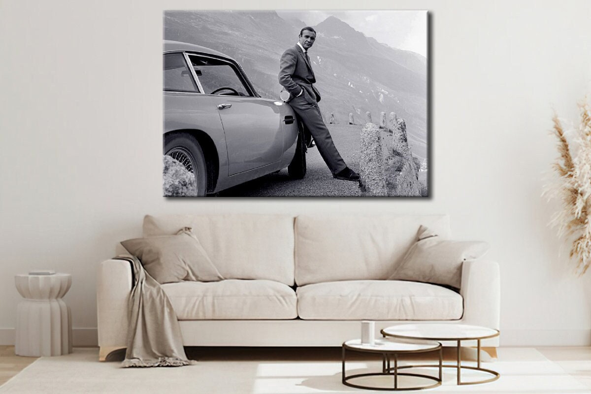 James Bond Wall Art, Sean Connery Canvas Art, Sean Connery and Aston ...