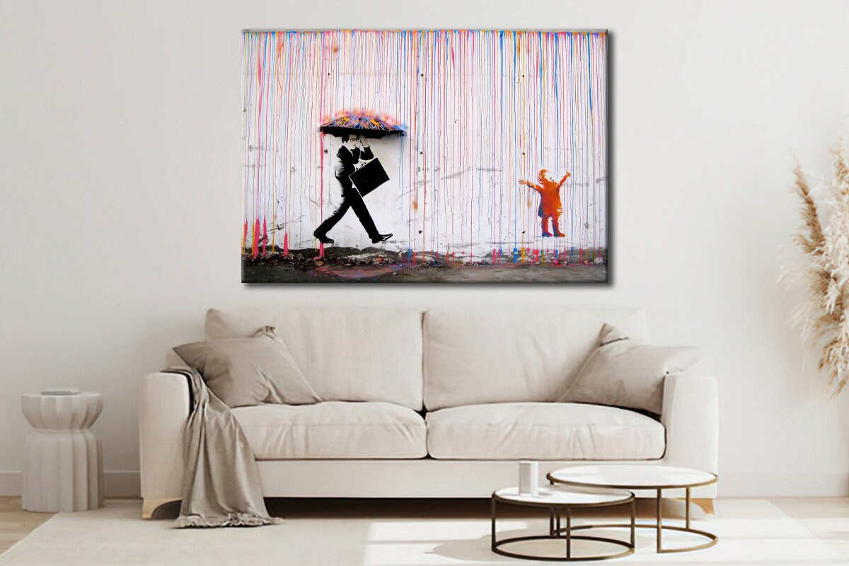 Banksy Coloured Rain Wall Art Coloured Rain Canvas Art - Etsy