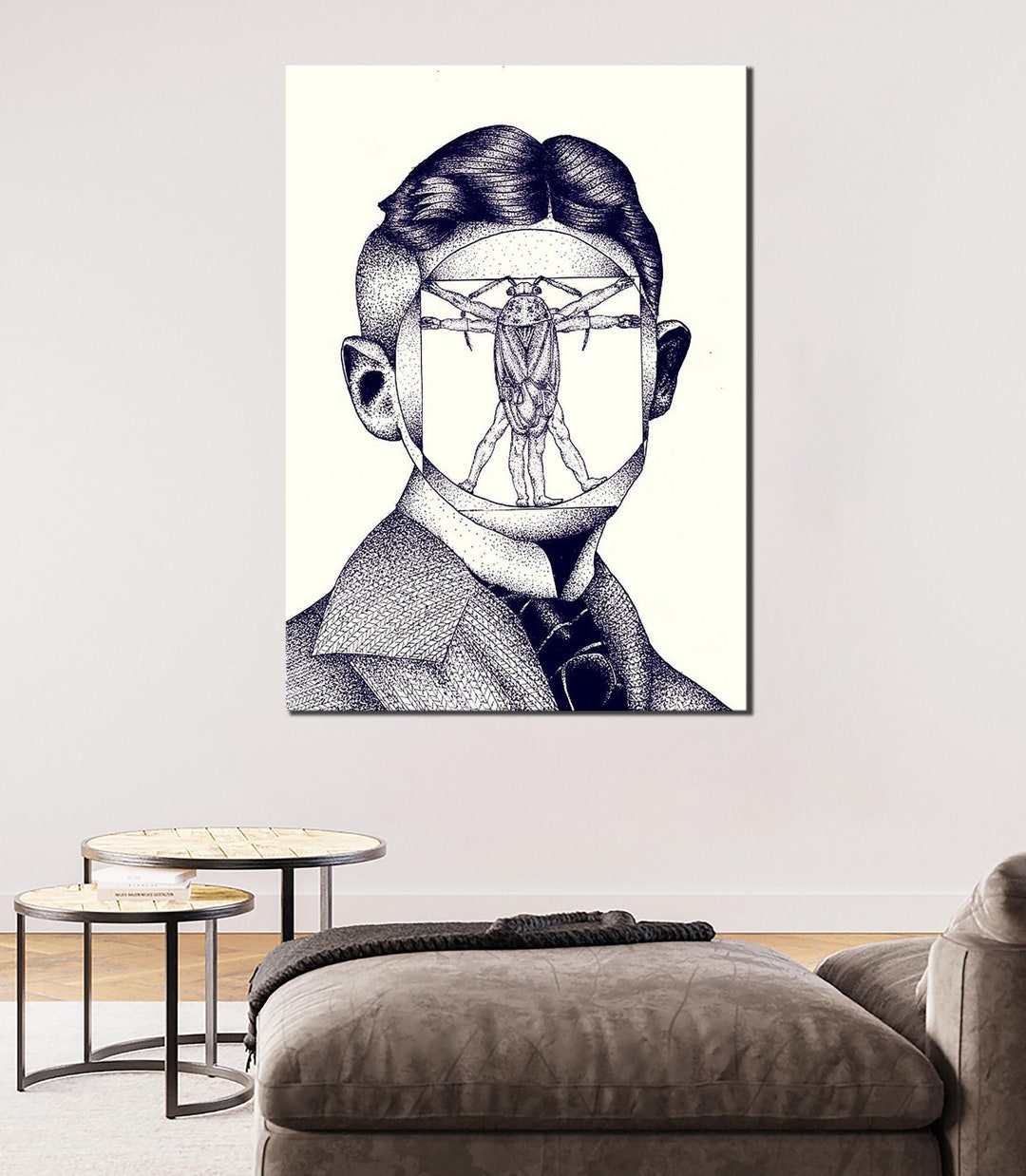 Franz Kafka Wall Art, Cockroach Map Canvas Art, Franz Kafka Cockroach ...