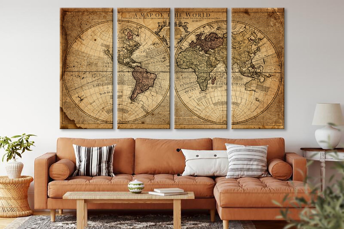 Vintage Old World Map Wall Art Old World Map Canvas Art Old - Etsy