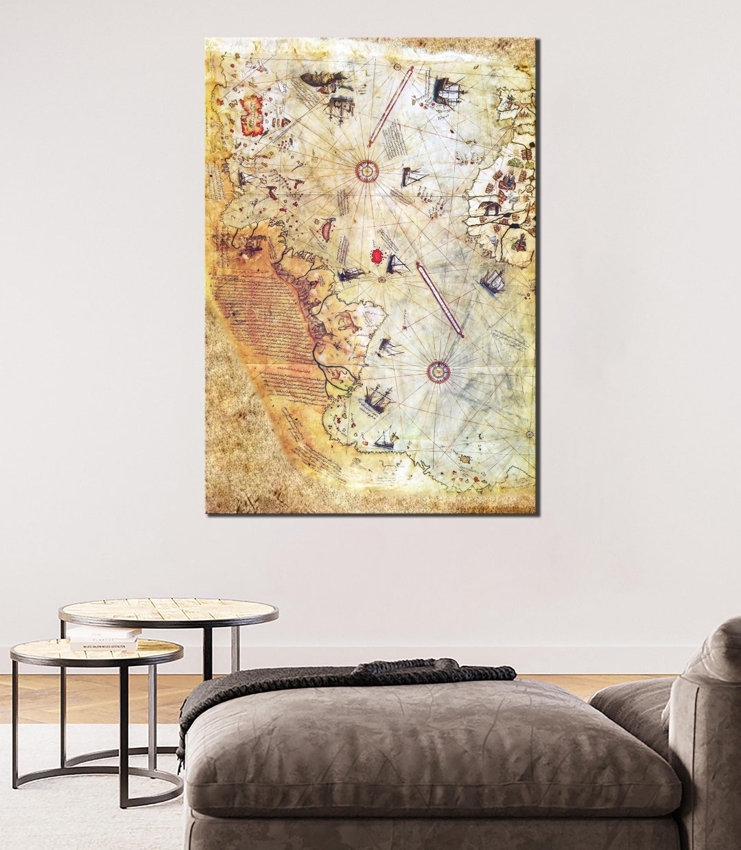Piri Reis Map Wall Art, Piri Reis Canvas Art, Piri Reis World Map Home ...