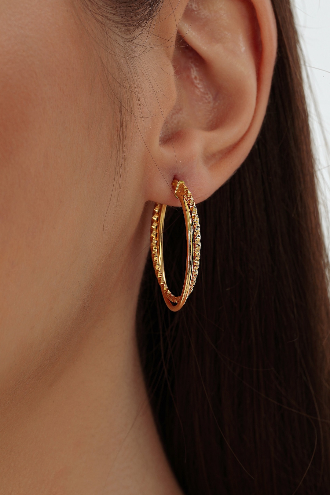 14K Real Gold Earrings for Women Gold Hoop Earrings 14k Solid Solid ...